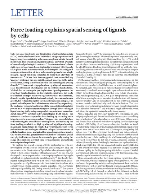 Force Loading Explains Spatial Sensing Of Ligands By Cells Request PDF