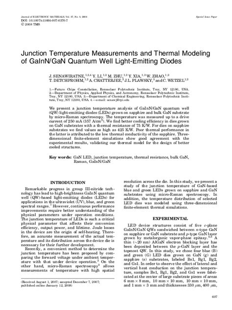Pdf Junction Temperature Measurements And Thermal Modeling Of Gainn
