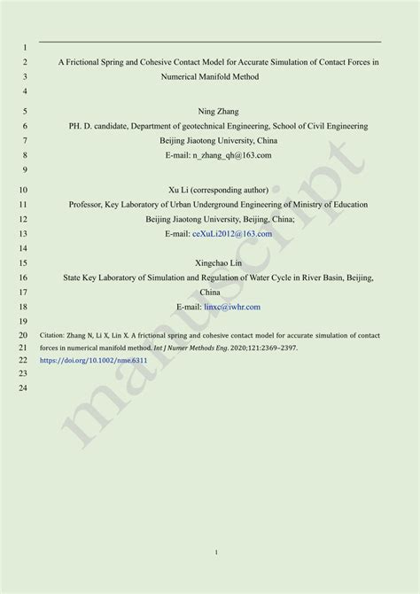 pdf a frictional spring and cohesive contact model for accurate