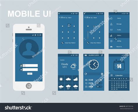 Mobile Application Interface Concept Vector Illustration Stock Vector