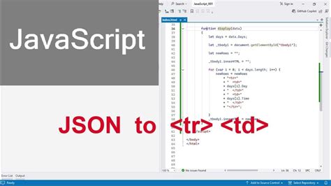 Add Rows To A Html Table From A Json Object Using Javascript Youtube