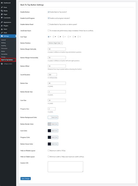 smooth back to top button at wp plugin
