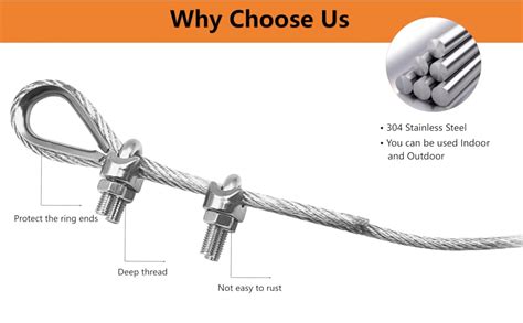 8pcs M4 Wire Rope Clamps Cable Clamps 4pcs 532”wire Rope Thimble U