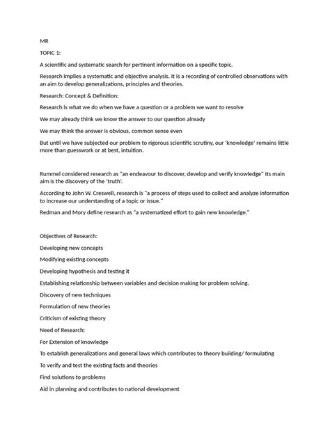 Mr Notes Pdf Sampling Statistics Knowledge