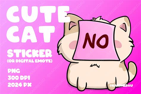 Cute Cat Sticker Emote No Post It Graphic By Kaio Medau · Creative Fabrica