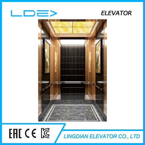 Commercial Passenger Elevator Lift With Mirror And Marble Decoration