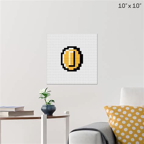 Coin Mario Pixel Art Wall Poster Build Your Own With Bricks Brik