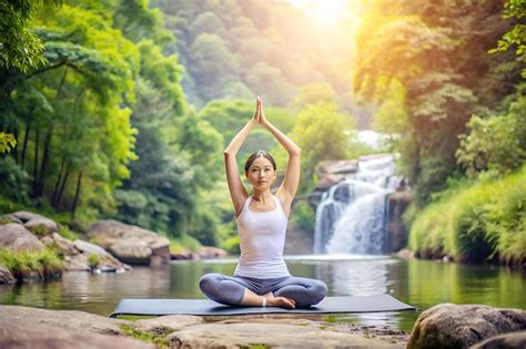 visualizing serene yoga poses in natural settings promoting mental and physical wellbeing