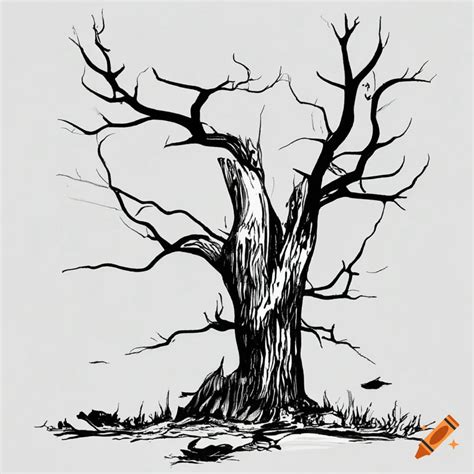 Dead Oak Tree Drawing