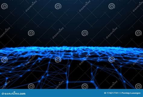 Abstract Blue Connect Lines And Dots Backgroundplexus Effect Stock