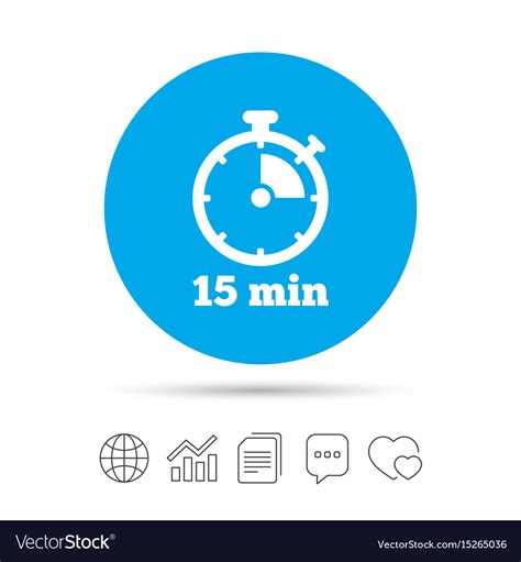 Timer Sign Icon 15 Minutes Stopwatch Symbol Vector Image