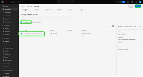 create a zendesk source connection in the ui adobe experience platform