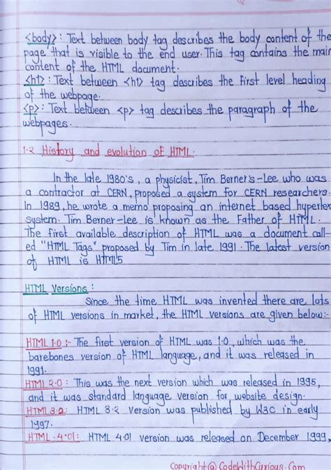 Html Css Js Handwritten Notes Combo Codewithcurious