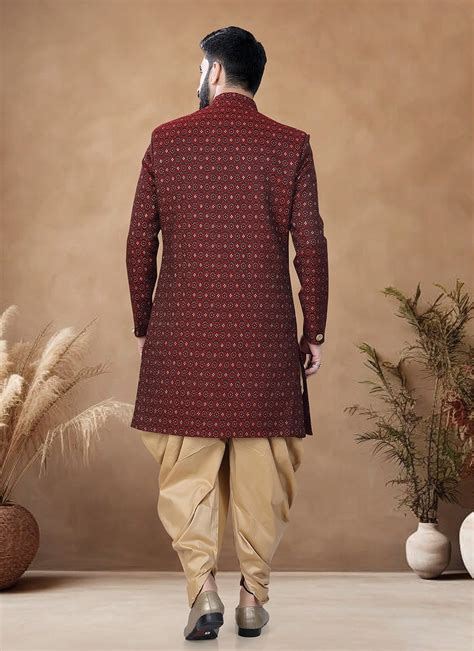 Maroon Ceremonial Indo Western