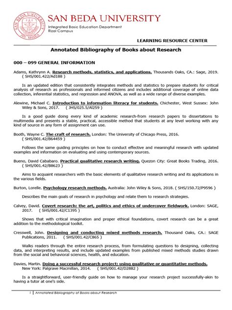 Annotated Bibliography Of Research Books Pdf Qualitative Research Methodology