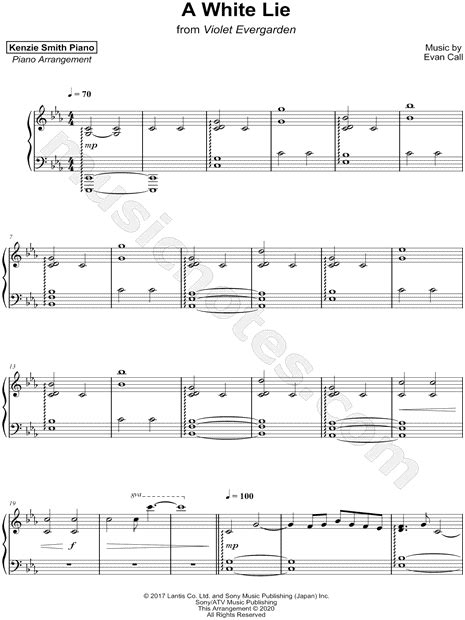 Kenzie Smith A White Lie Sheet Music Piano Solo In C Minor