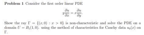 Solved Problem 1 Consider The First Order Linear Pde