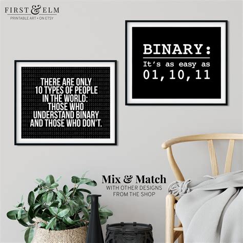 Binary Its As Easy As 01 10 11 Binary Code Print Etsy