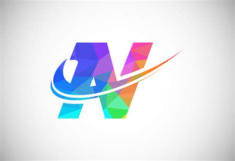 Swoosh 로고가 있는 다각형 낮은 폴리 문자 N 비즈니스 및 회사 정체성에 대 한 현대 벡터 로고입니다 0명에 대한 스톡 벡터 아트 및 기타 이미지 Istock