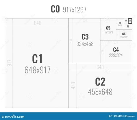 Paper Size Of Format Series C From C0 To C10 Stock Vector Illustration Of Grey Frame 114326405
