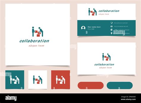 Collaboration Logo Design With Editable Slogan Branding Book And