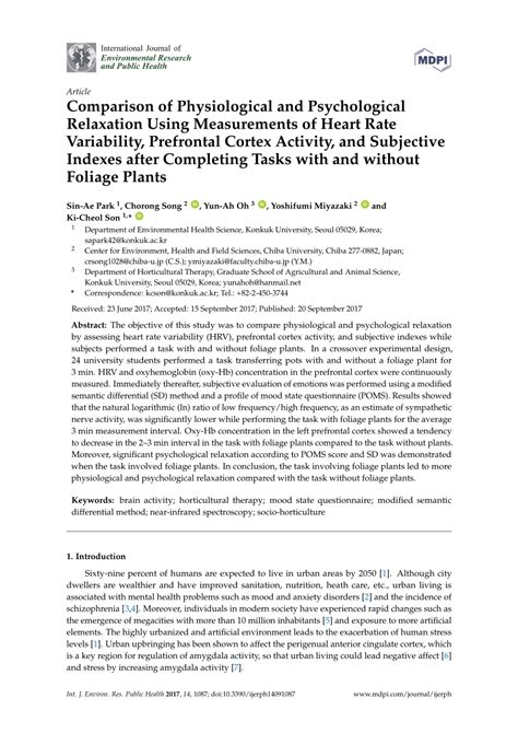 Pdf Comparison Of Physiological And Psychological Relaxation Using Measurements Of Heart Rate