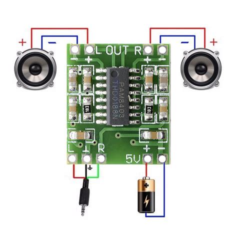 módulo amplificador som estéreo 2ch 2x3w pam8403 bit maker arduinos