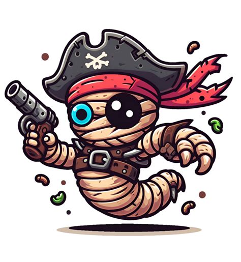 AI Generated Cartoon Worm In Pirate Hat PNG