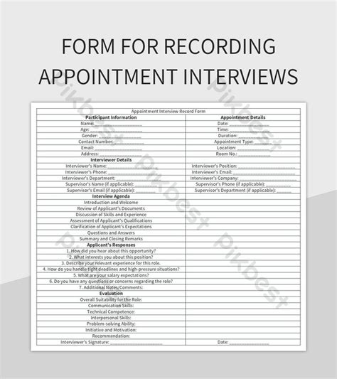 optimizing appointment interview recording forms excel template free download pikbest