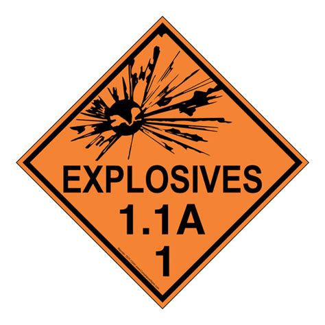 Explosives 11a 1 Dot Placard Or Label Orange Hazmat Warning
