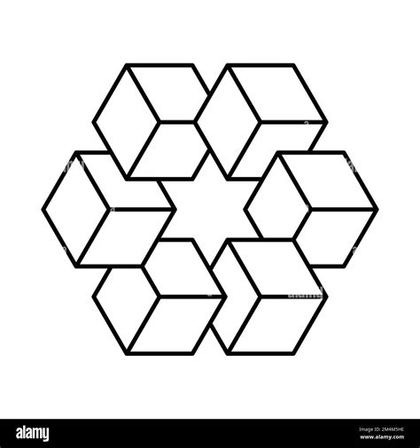 Impossible Shape Made Of Cubes With A Star In The Middle Linear 3d Cubes Make Complex Polygon