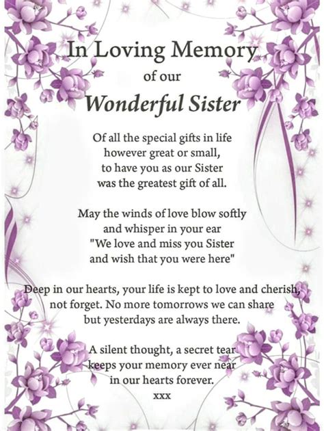 Message To My Sister In Heaven Memorial Quotes For Sister Missing My