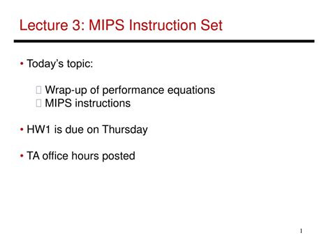 PPT CPU Performance Equations MIPS Instructions And Power Management PowerPoint Presentation