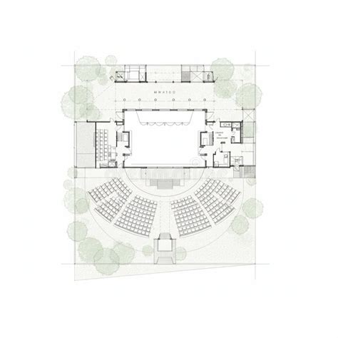 Architectural Floor Plan Of A Rectangular Building With Symmetrical