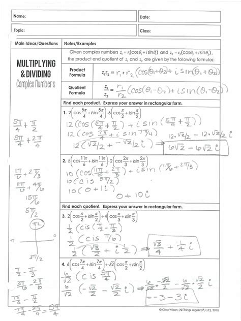 Notes Mult Div Complex Numbers Pdf