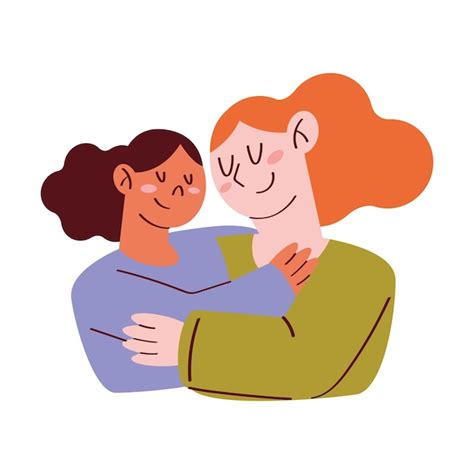 Gratis Vectors En Illustraties Met Moeder En Dochter Knuffelen