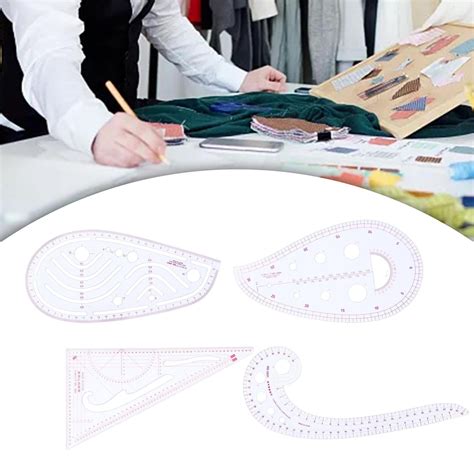 4x Multi Function French Curve Rulers Frames Drawing Accessories Sewing