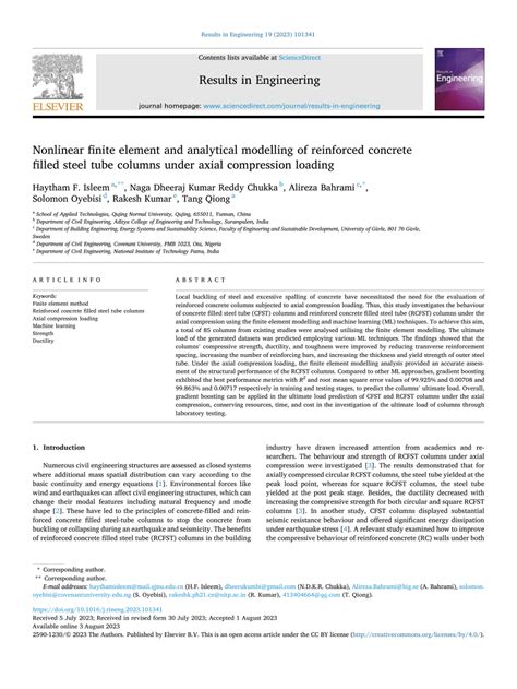 pdf nonlinear finite element and analytical modelling of reinforced