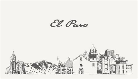 Premium Vector El Paso Skyline Texas Usa Hand Drawn Vector