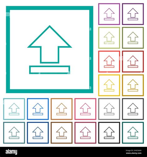 Upload Outline Flat Color Icons With Quadrant Frames On White Background Stock Vector Image
