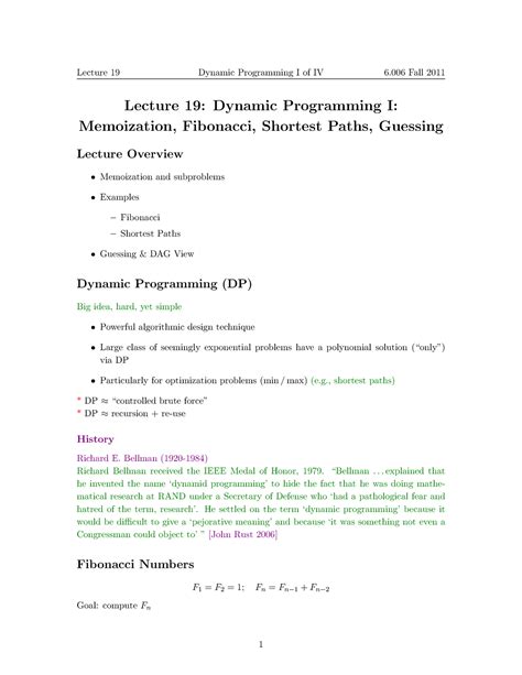 L7 Fgdgdgd Lecture 19 Dynamic Programming I Memoization