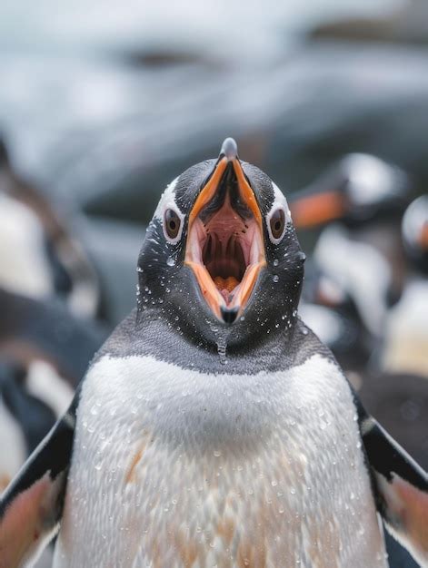 Premium Photo Very Surprised Penguin With Open Mouth