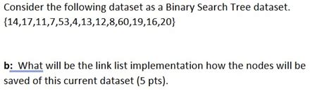 Solved Consider the following dataset as a Binary Search | Chegg.com