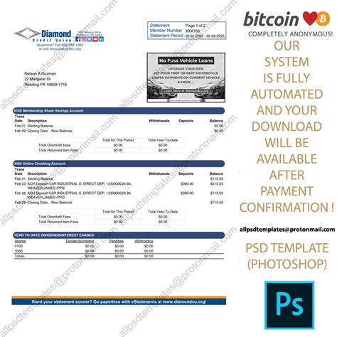 USA Diamond Credit Union Statement Template ALL PSD TEMPLATES