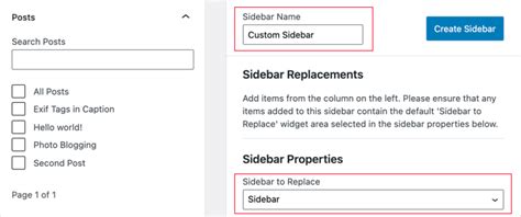 how to display different sidebar for each post and page in wordpress