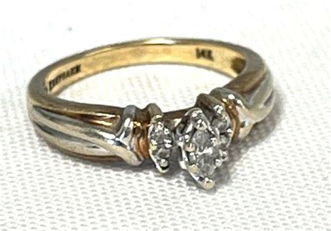 14k Gold Tri Tone Diamond Ring Size 7 Auctionology Llc