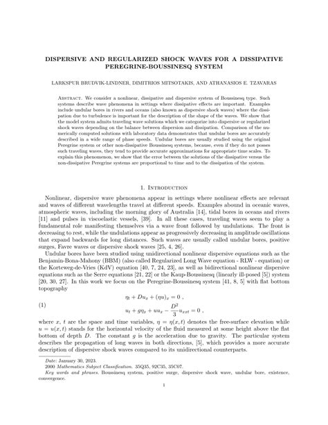 Pdf Dispersive And Regularized Shock Waves For A Dissipative