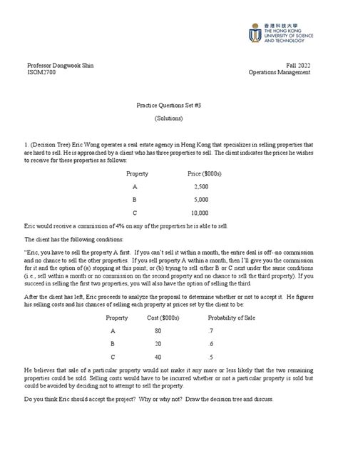 Isom2700 Practice Set3 Sol Pdf Stocks Linear Programming