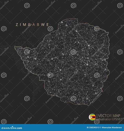 Zimbabwe Map Abstract Geometric Mesh Polygonal Light Concept Stock Vector Illustration Of