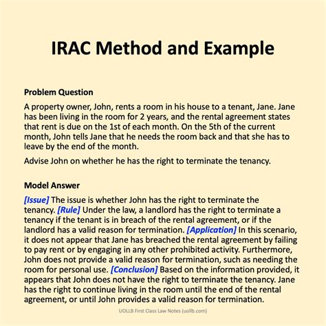 Here Is An Example Of How Irac Is Applied To Answer Problem Questions Uollb®